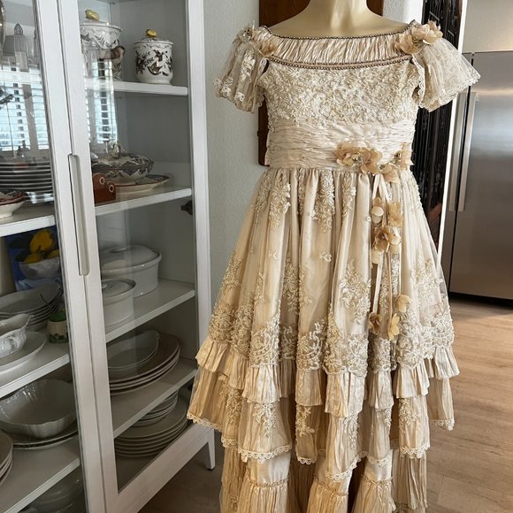 custom | Dresses | Custom Hand Beaded Top Dress And Full Length Skirt ...